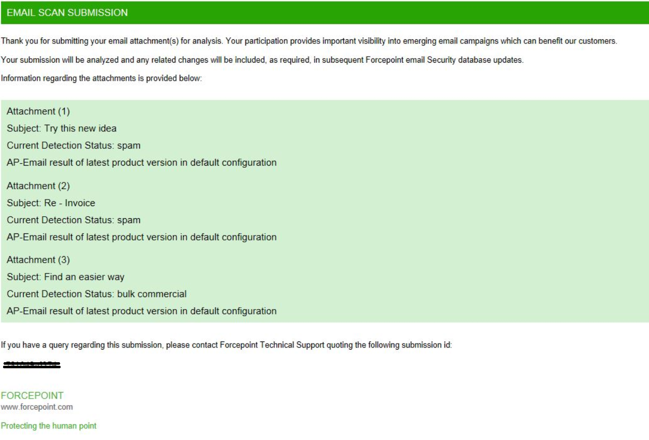 Submit email samples to Forcepoint Security Labs for detection and ...
