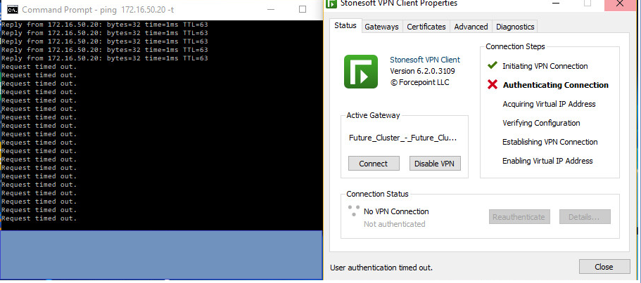 Client VPN authentication timeout