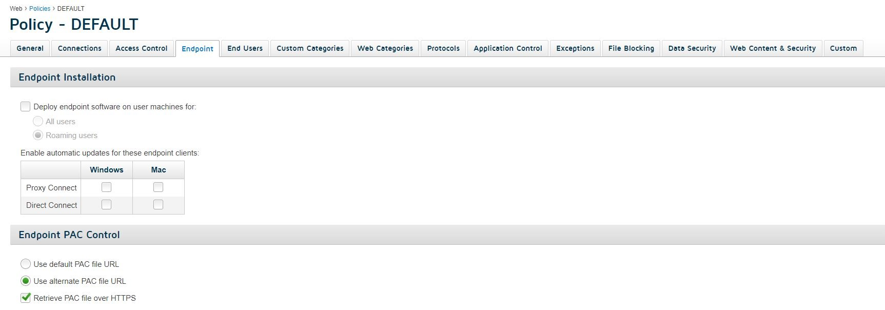 Force Proxy Connect Endpoint to use HTTPS PAC url