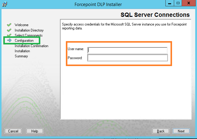 Updating the SQL Connection Credentials for Forcepoint DLP
