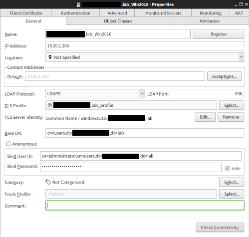 NGFW authentication using LDAPS with Active Directory