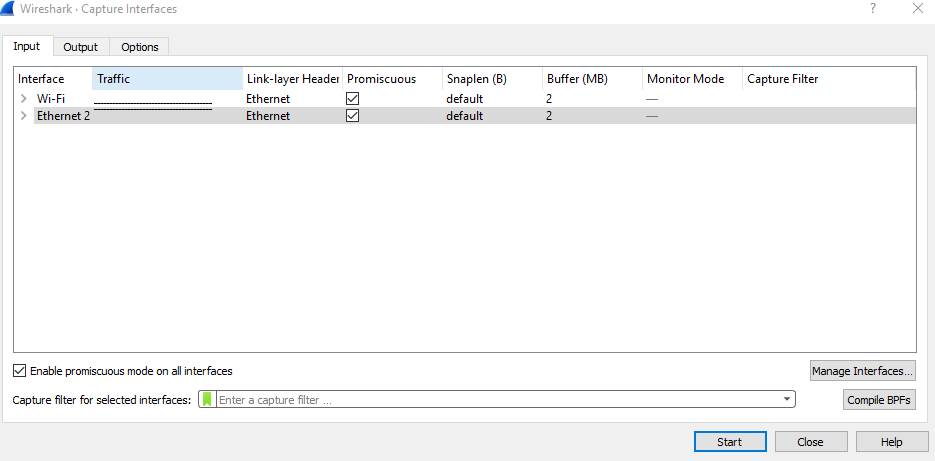 Creating a rolling or ring buffer packet capture in Wireshark for Windows