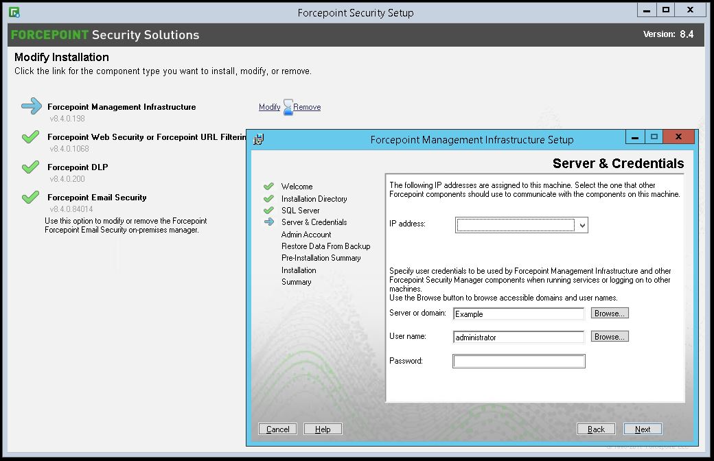 Updating the Forcepoint DLP Service Account After Installation