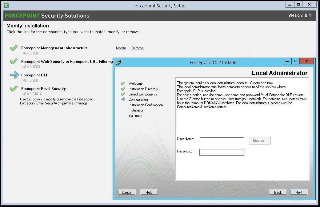 Updating the Forcepoint DLP Service Account After Installation