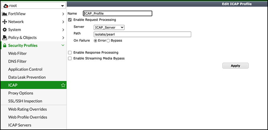How to integrate Forcepoint RBI with Web Gateway which supports ICAPS (Secure ICAP) and ICAP