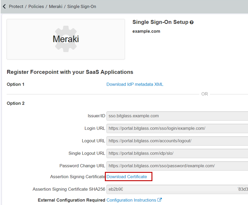 Configuring Forcepoint ONE as an IdP for Custom Application – Meraki