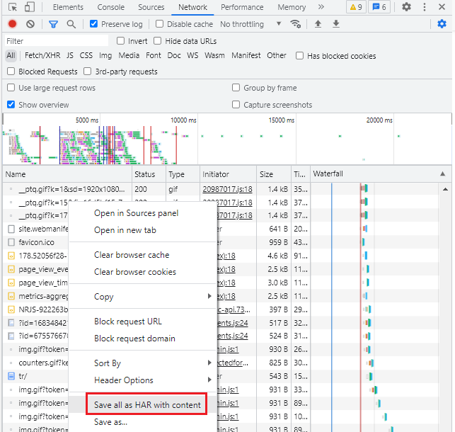 Collecting browser debug logs