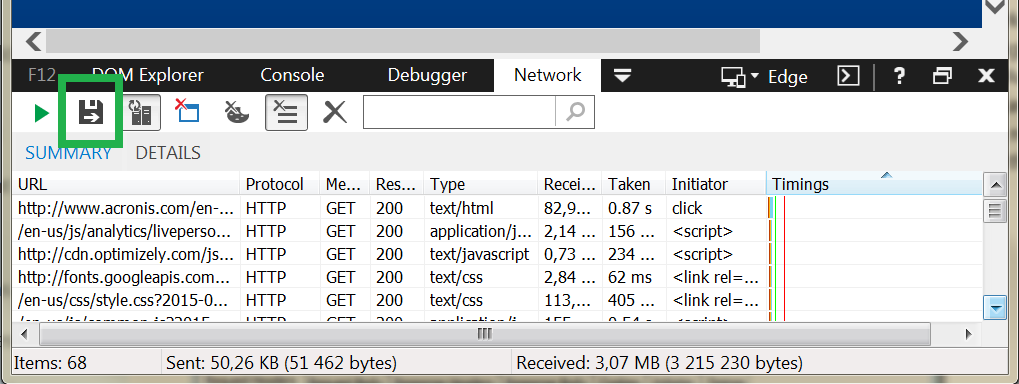 Collecting browser debug logs