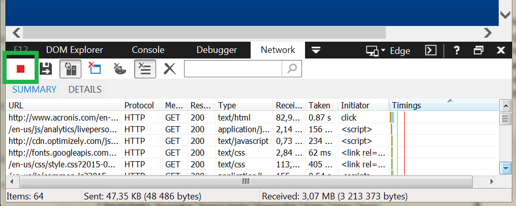 Collecting browser debug logs