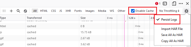 Collecting browser debug logs