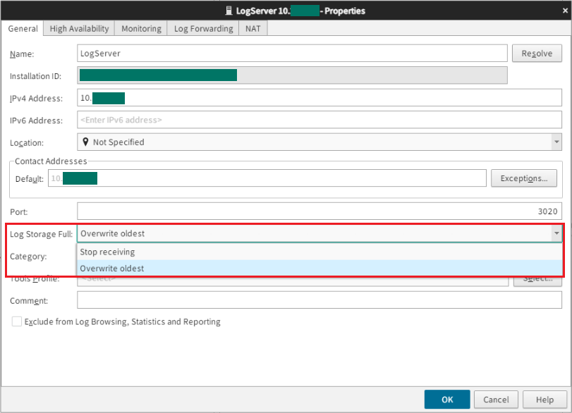 How to Change SMC Log Server Minimum Available Disk Space Definition
