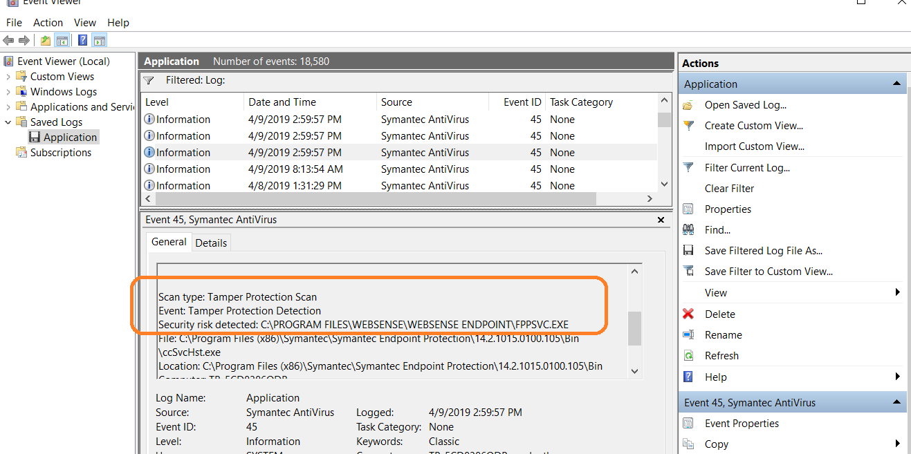 Using Event Viewer to Determine Conflicts Between Forcepoint Endpoint and Symantec Endpoint ...