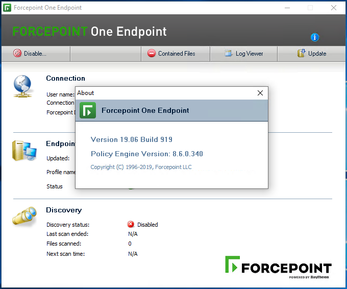 Verifying the Forcepoint DLP Endpoint Build Version