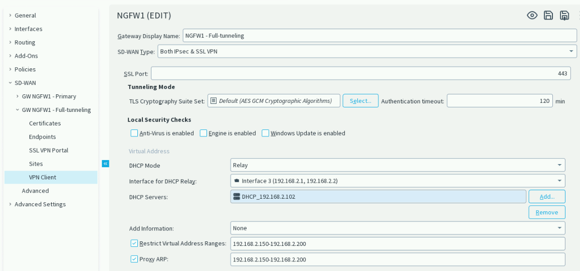 How to Use Both Split Tunneling and Full Tunneling Client VPN on a Secure SD-WAN Engine
