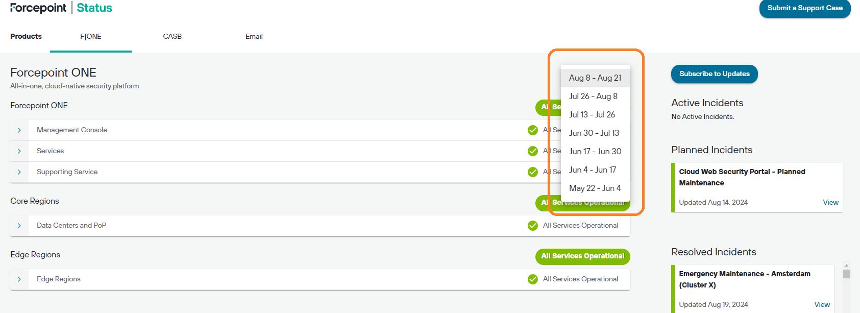 Forcepoint Cloud Status Portal