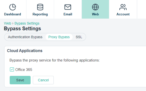 How to configure Microsoft Office 365 with Web Security Cloud
