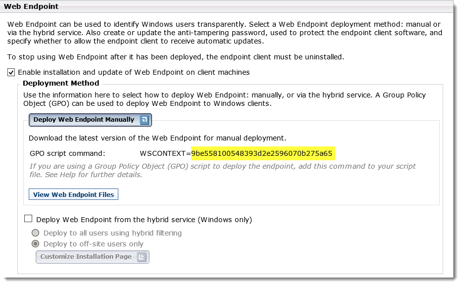 Forcepoint Web Security Endpoint installation for Hybrid