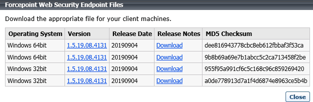 Forcepoint Web Security Endpoint installation for Hybrid
