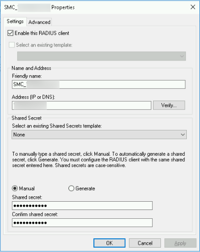 SMC authentication using Windows Network Policy Server (NPS)